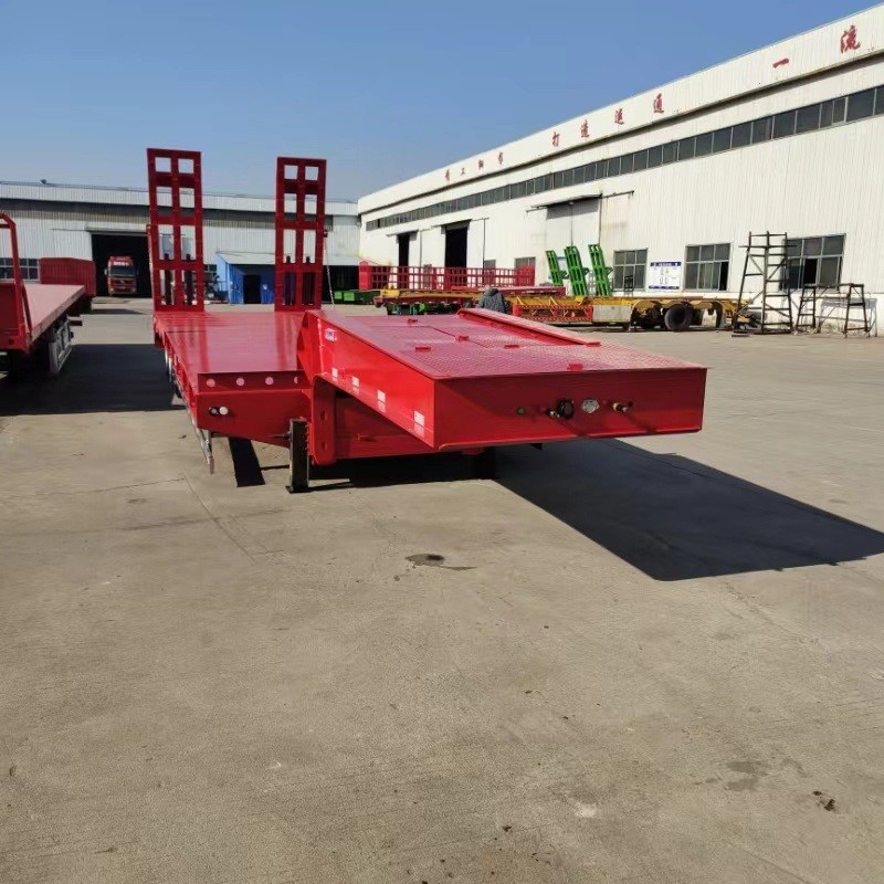 Heavy Duty 4 Axles Low Bed Gooseneck Semi Truck Trailer 80 Ton 100ton ...